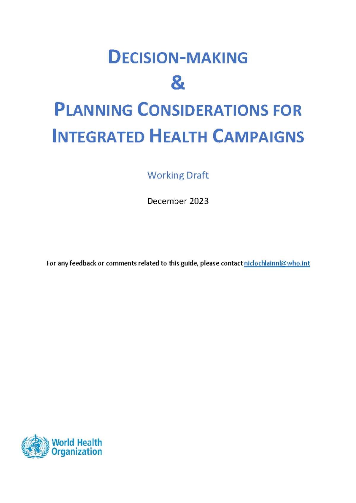 Who-campaign integration guide working draft - DECISION- MAKING & P ...
