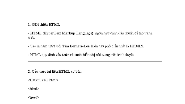 Chương 2: Giới thiệu về HTML và các thành phần cơ bản - Studocu
