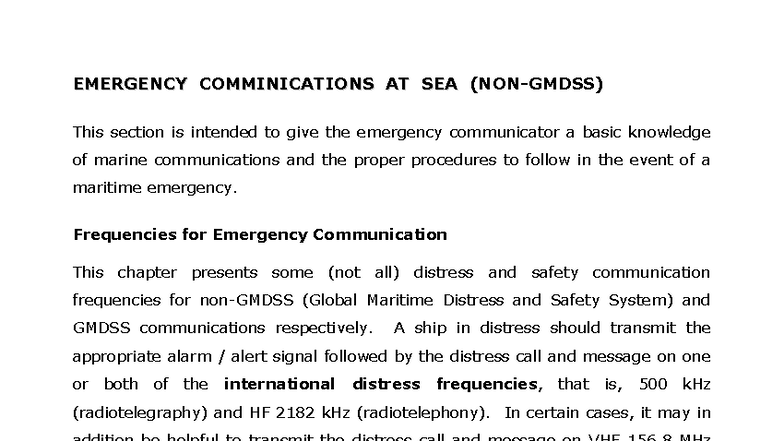 Grade 11 Communication: Emergency Communications at Sea - Studocu