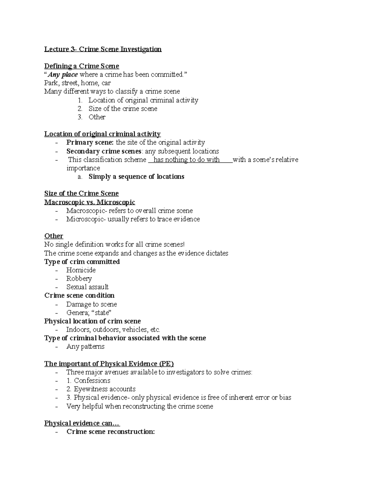 Lecture 3: Crime Scene Investigation Principles and Practices - Studocu