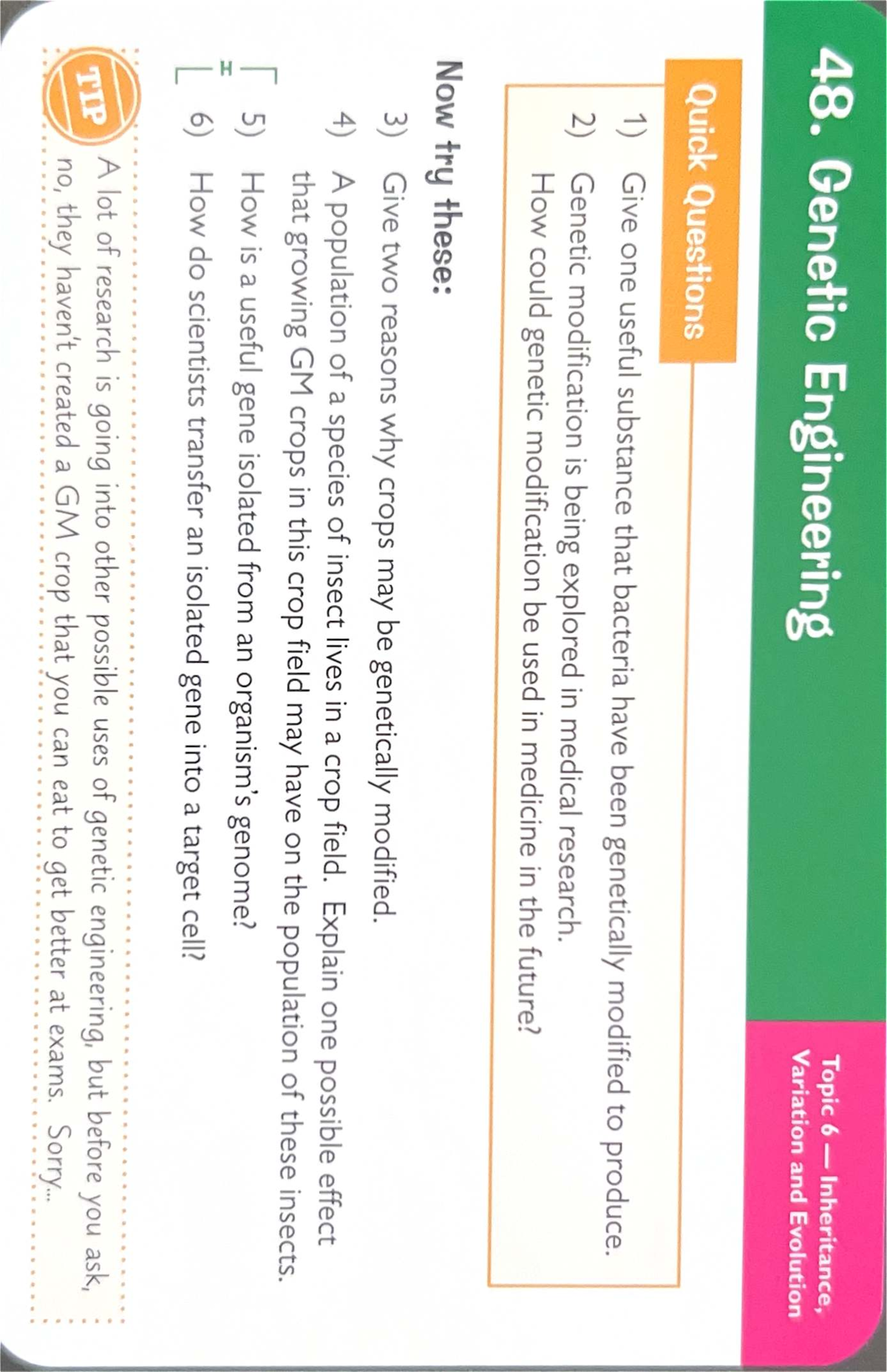 Genetic Engineering (BIO101) Topic 6: Inheritance, Variation ...