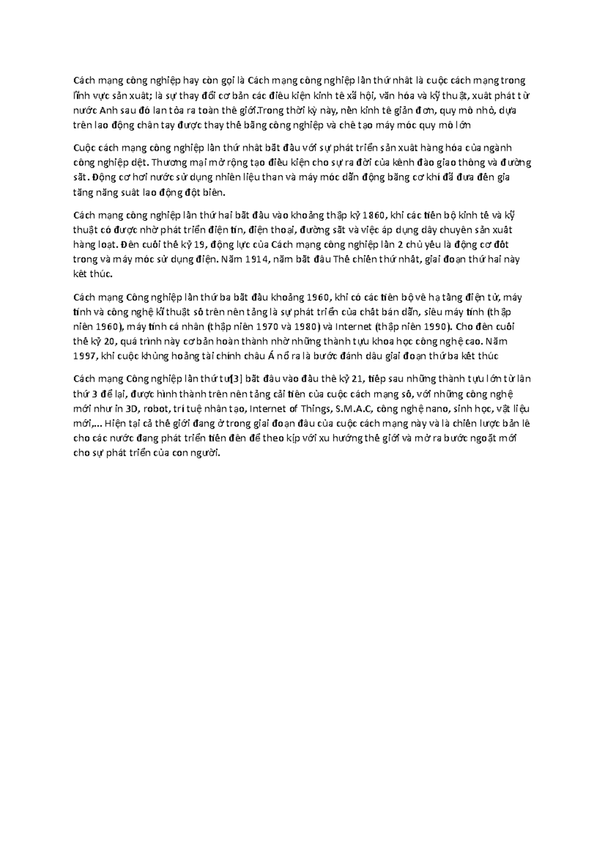 Tóm tắt CMCN - kdnlkedkmd - Cách m ng công nghi p hay còn g i là Cách m ...
