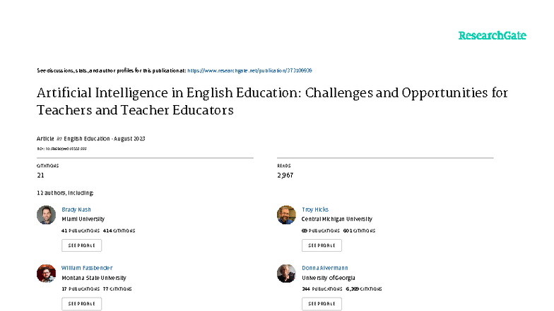AI in English Education: Challenges & Opportunities for ELA Teachers ...