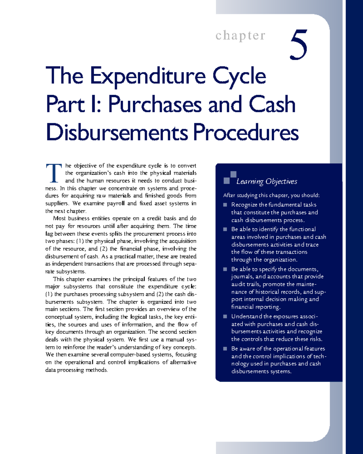 **Expenditure Cycle Part I: Purchases & Cash Disbursements Overview ...