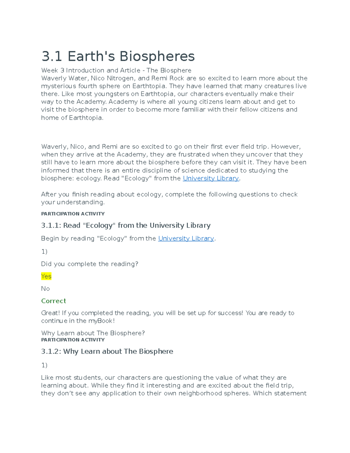 Assignment 3.1 earths biosphere - 3 Earth's Biospheres Week 3 ...
