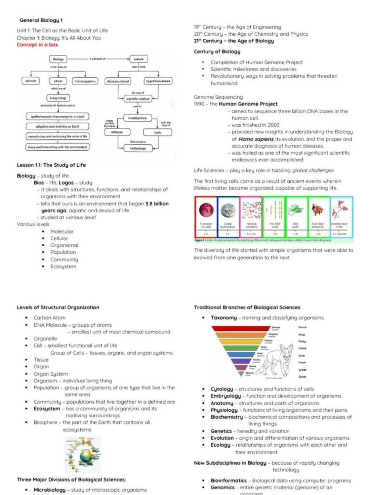 General Biology 1: The Cell and Life Sciences Overview - Studocu