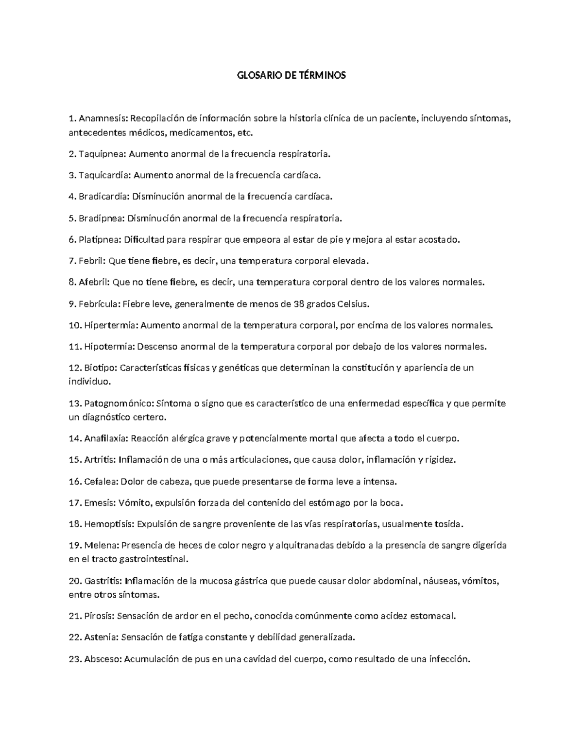Glosario de Términos Médicos: 100 Conceptos Claves en Medicina - Studocu