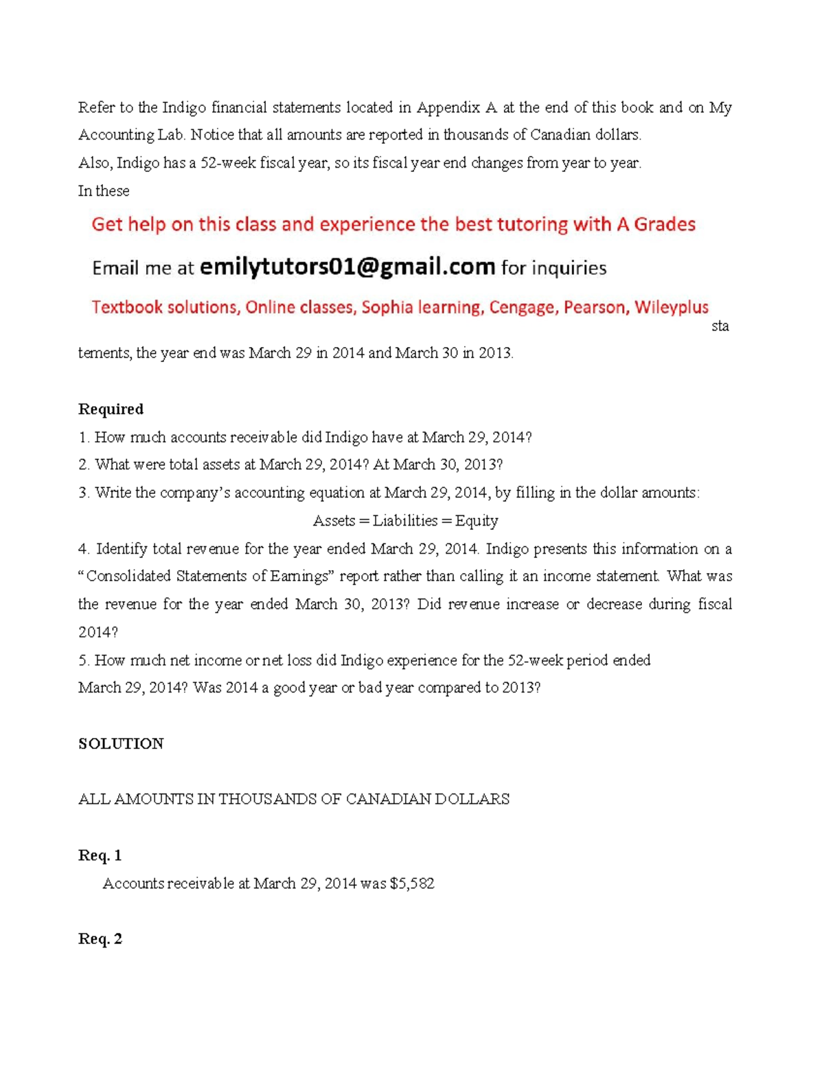 Indigo Financial Statements Analysis - ACC 101 Final Exam - Studocu