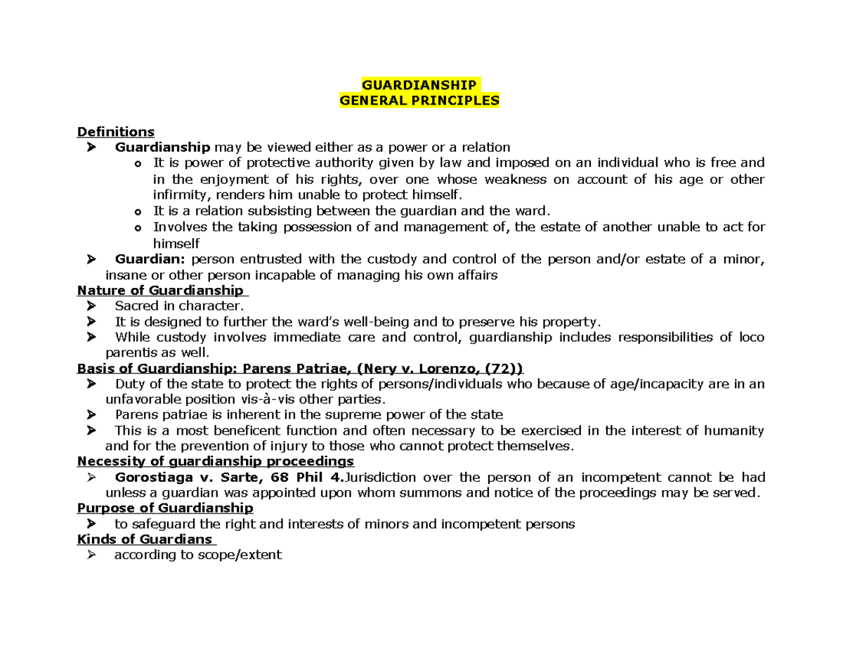 Guardianship Rule 92-97 - GUARDIANSHIP GENERAL PRINCIPLES Definitions ...