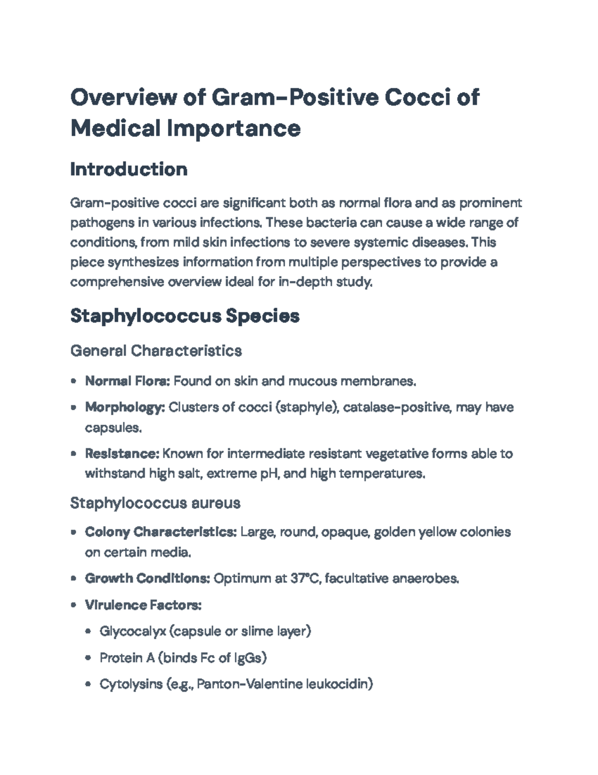 Overview of Gram-Positive Cocci: Staphylococcus, Streptococcus ...