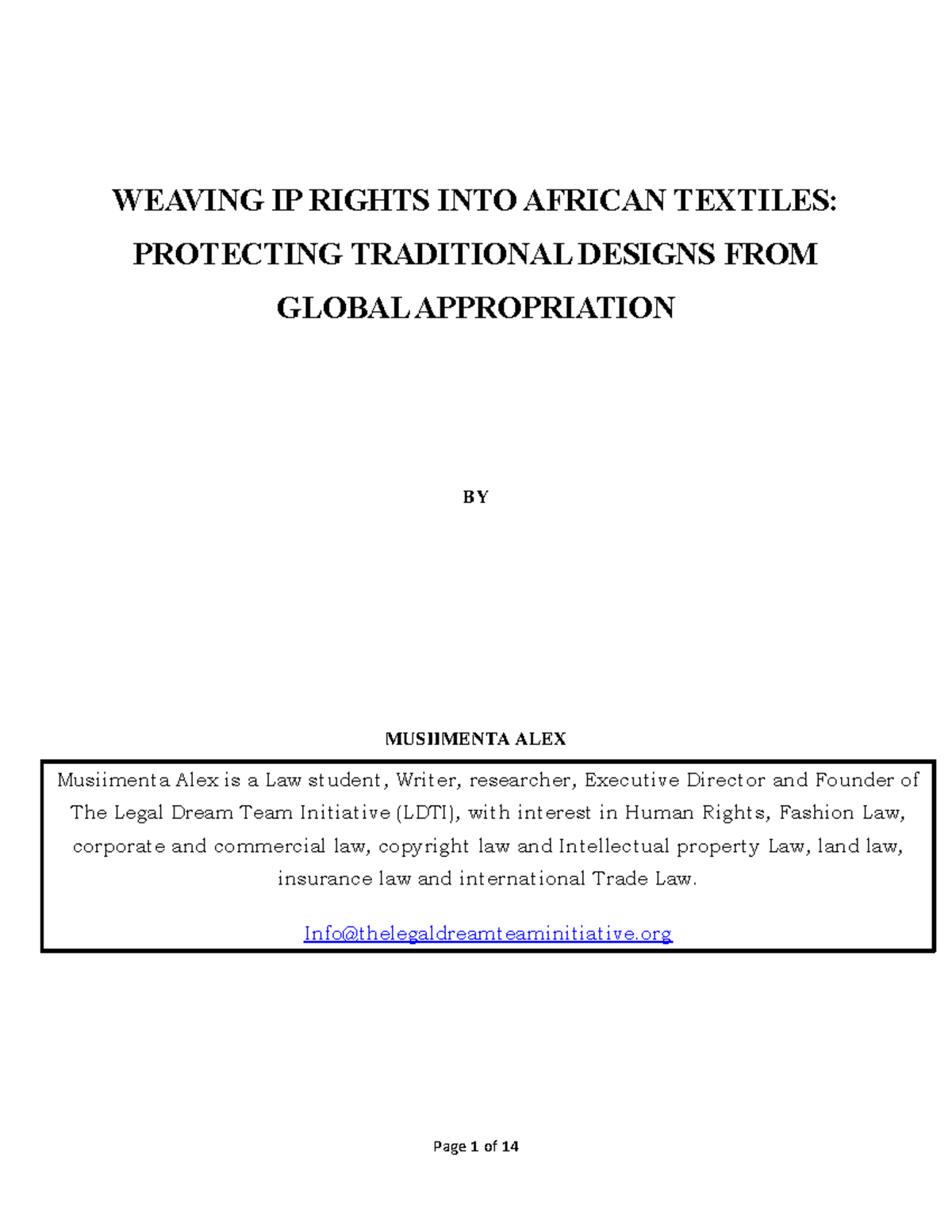 MUSIIMENTA ALEX: Weaving IP Rights into African Textiles - Protecting ...