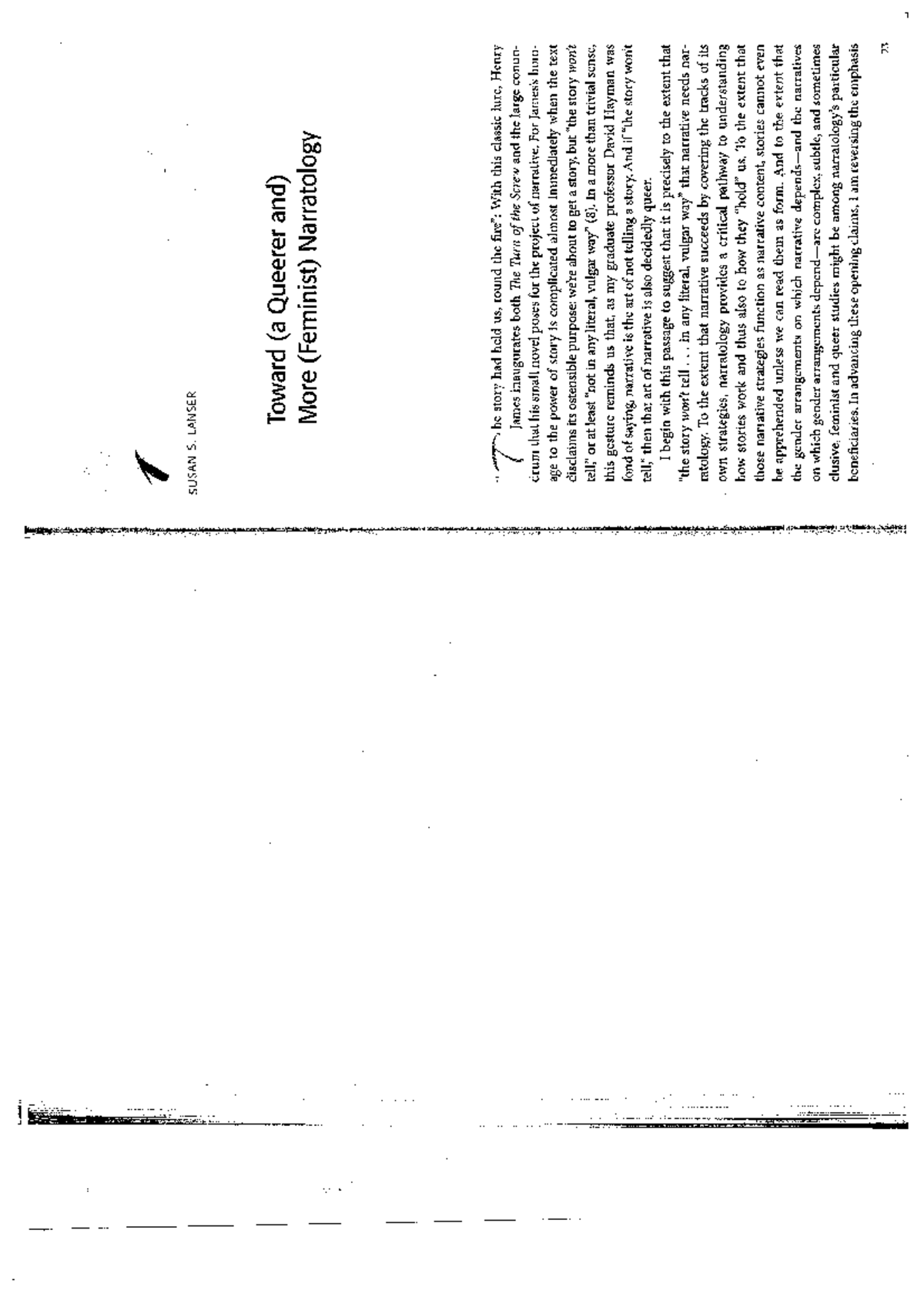 SUSAN S. LANSER: A Queerer and More Feminist Narratology Analysis - Studocu