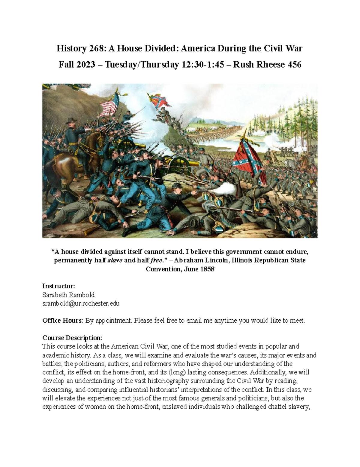 History 268: A House Divided - Understanding the Civil War Era - Studocu
