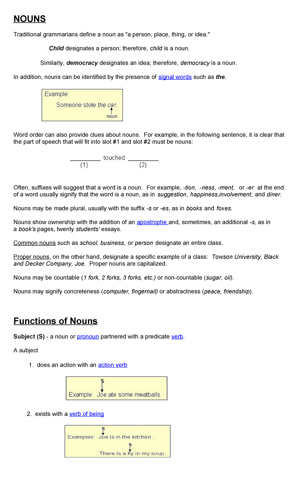 Subject Complement: Nouns and Their Functions - Supplemental Guide ...