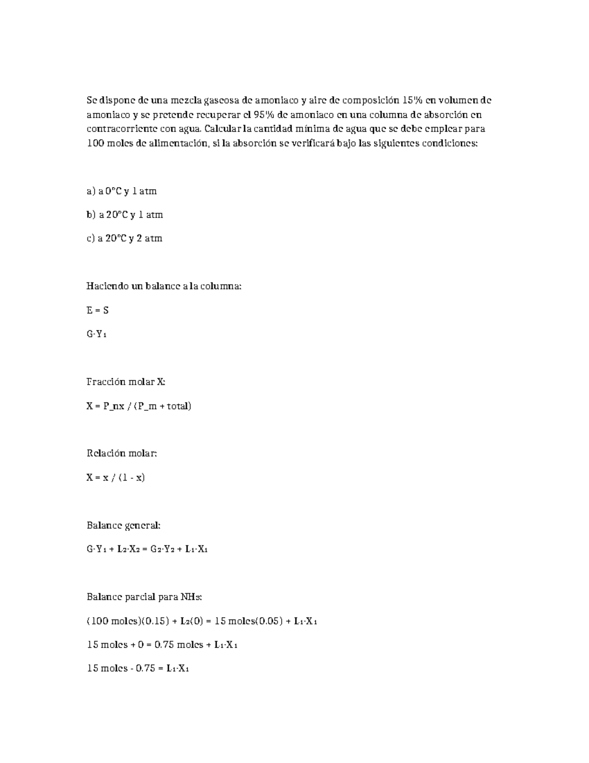 Problema de Absorción de Amoniaco - UBG 100 moles - Studocu