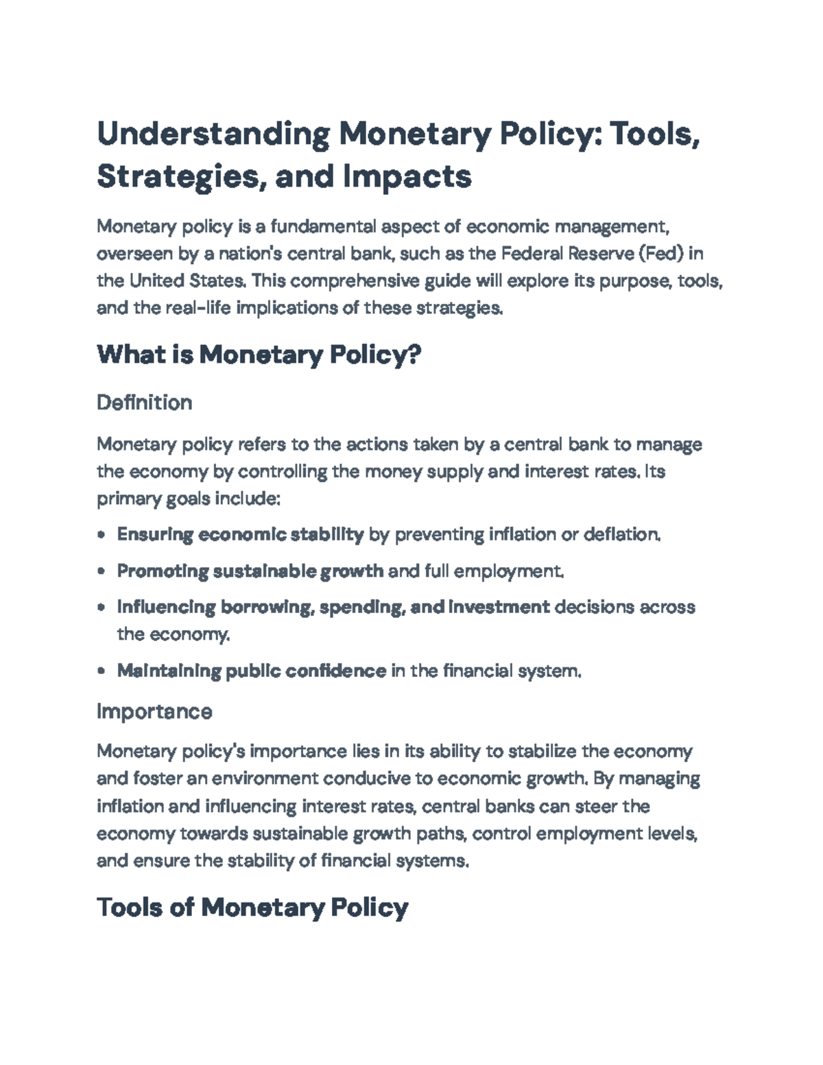 Monetary Policy Overview (ECON 101): Tools, Strategies, and Economic ...