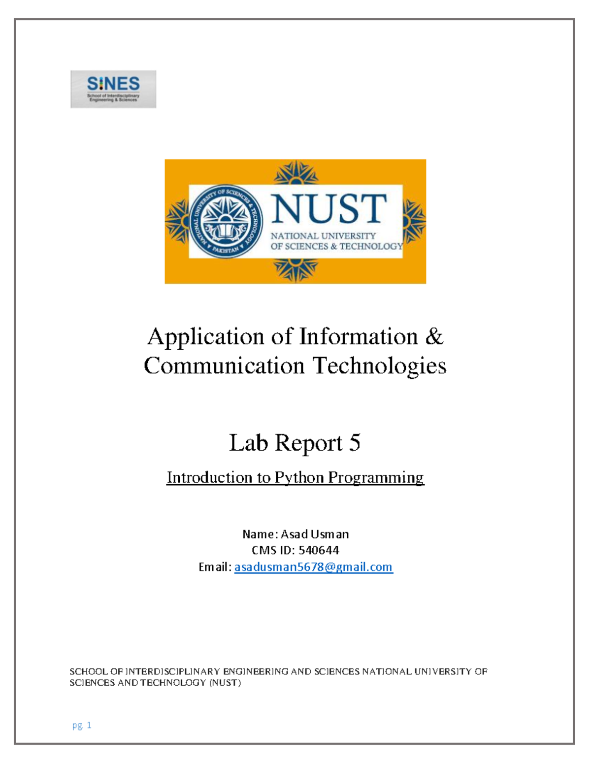 Lab Report 5: Application of ICT in Python Programming (CS101) - Studocu