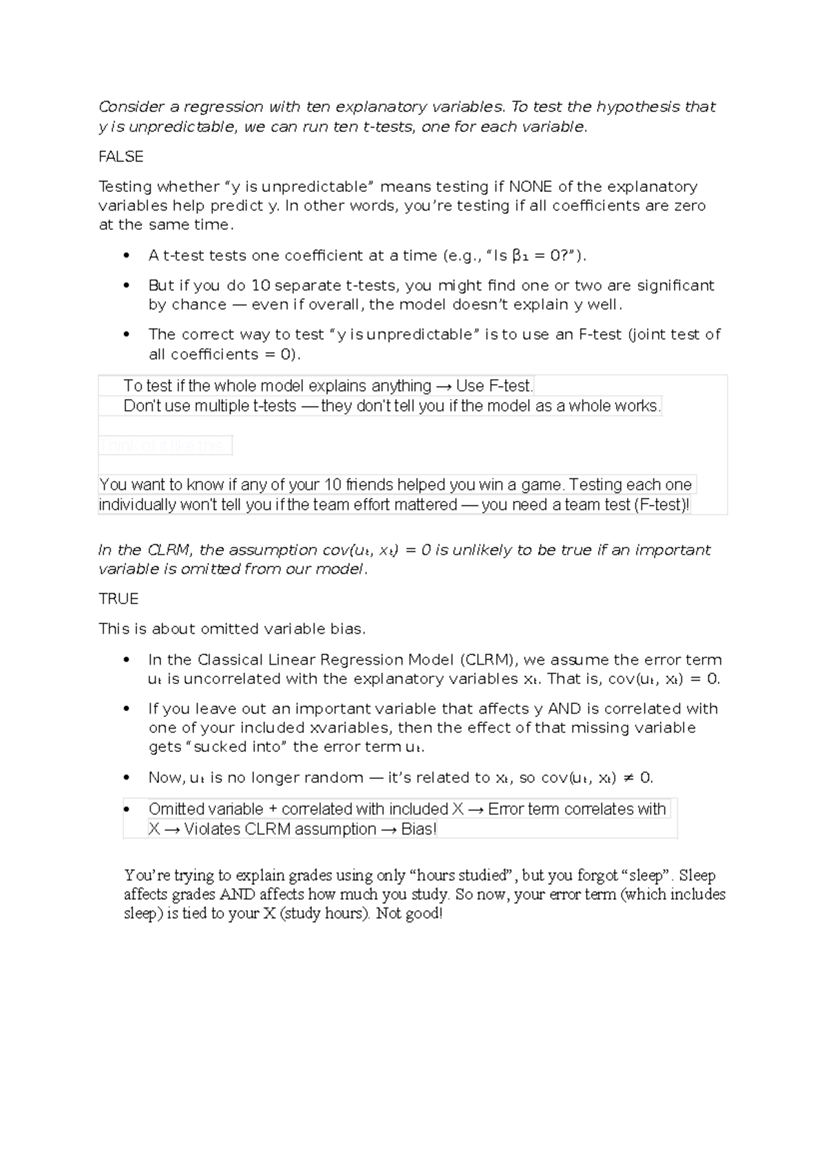 Econ Øveark - Regression Analysis & Omitted Variable Bias Notes - Studocu