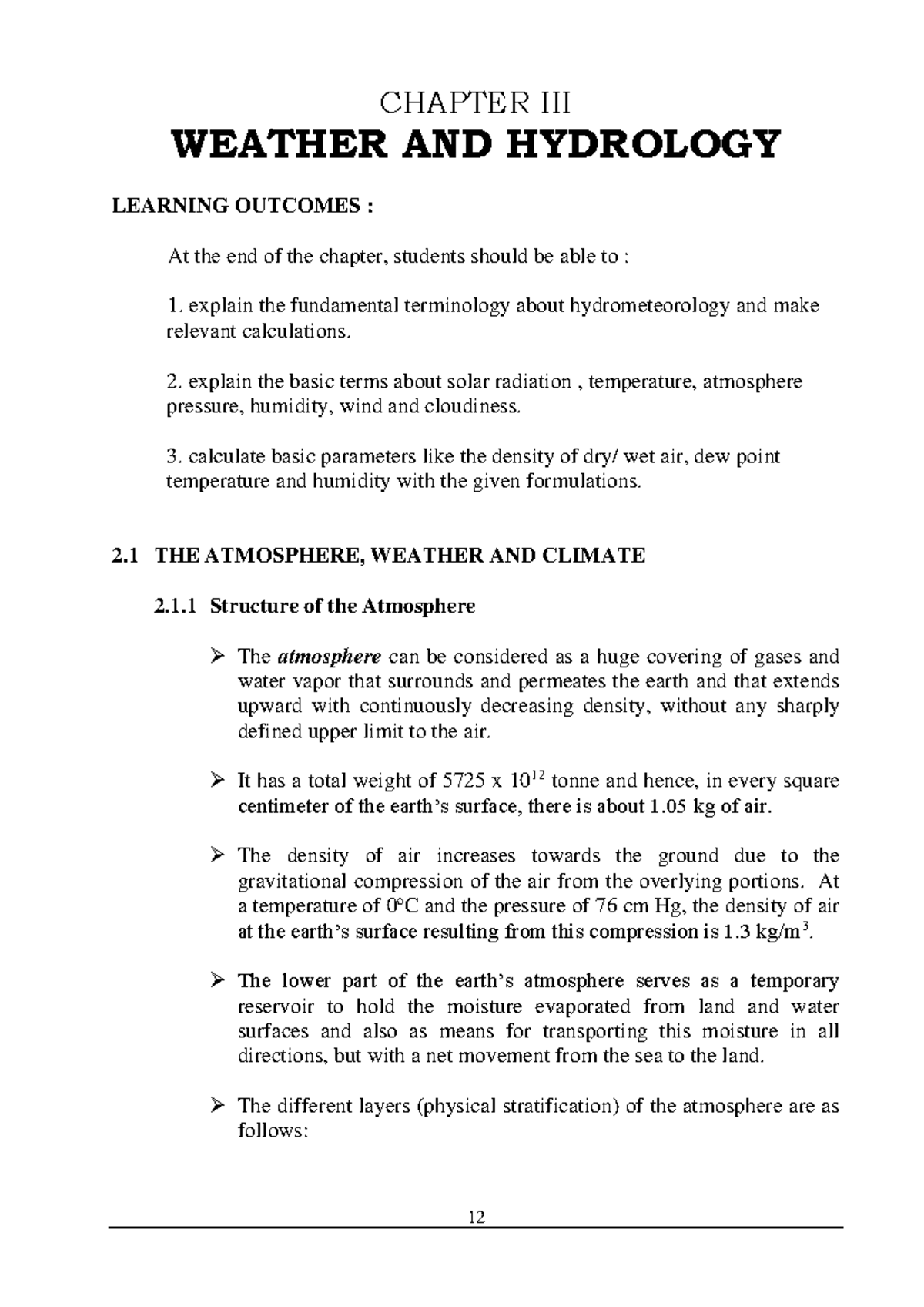 CHAPTER 3 - WEATHER AND HYDROLOGY LEARNING OUTCOMES AND CONCEPTS - Studocu