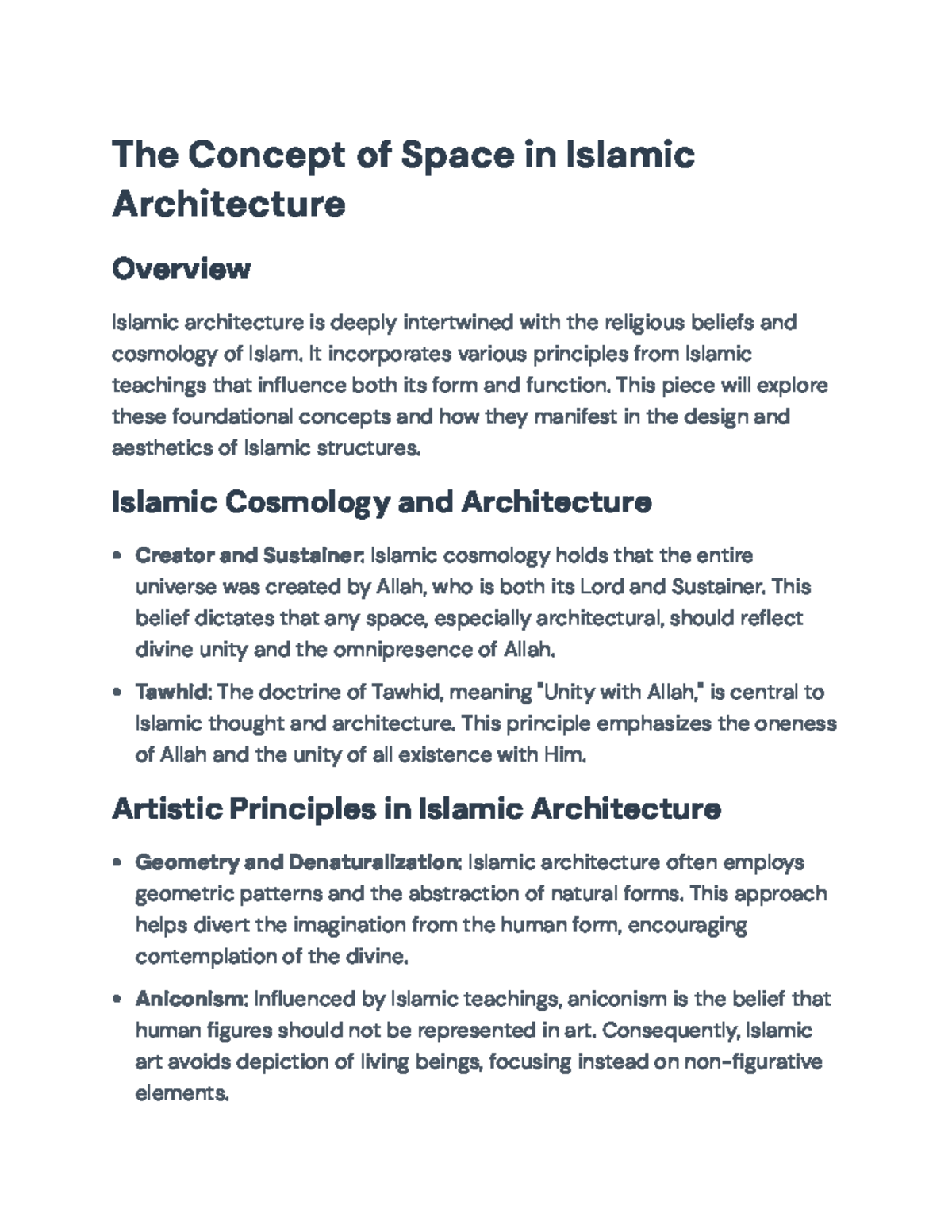 The Concept of Space in Islamic Architecture: Principles and Aesthetics ...