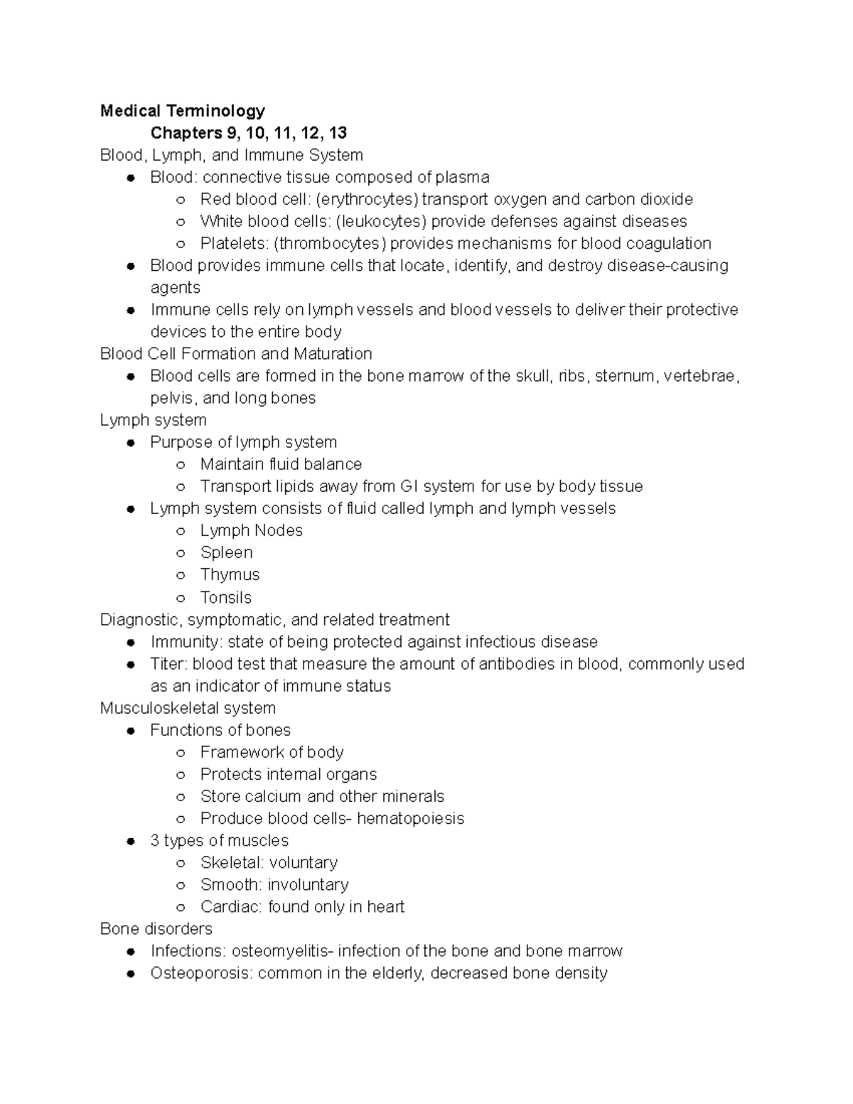 Med term unit 3 - chapters: 9, 10, 11, 12, 13 - Medical Terminology ...