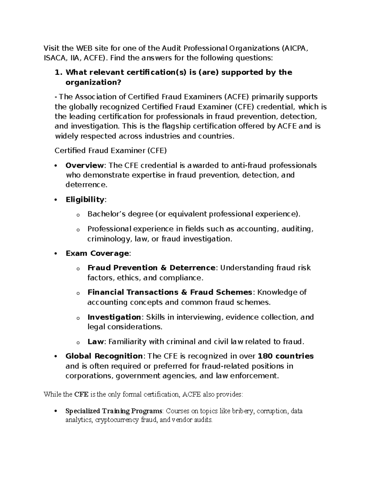 Cis 101 Overview Of Acfe Certification And Continuing Education