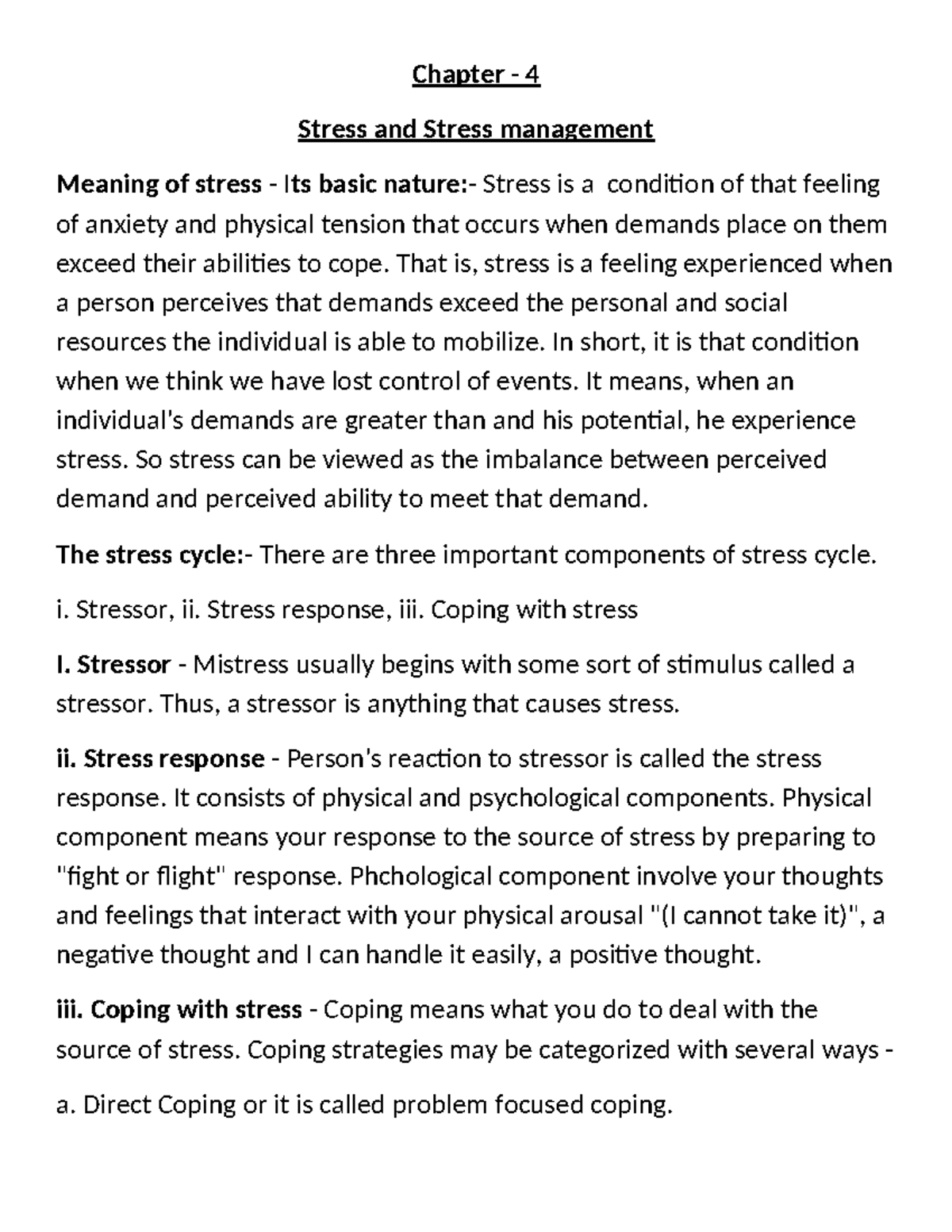 Chapter 4 - Understanding Stress and Stress Management Techniques - Studocu