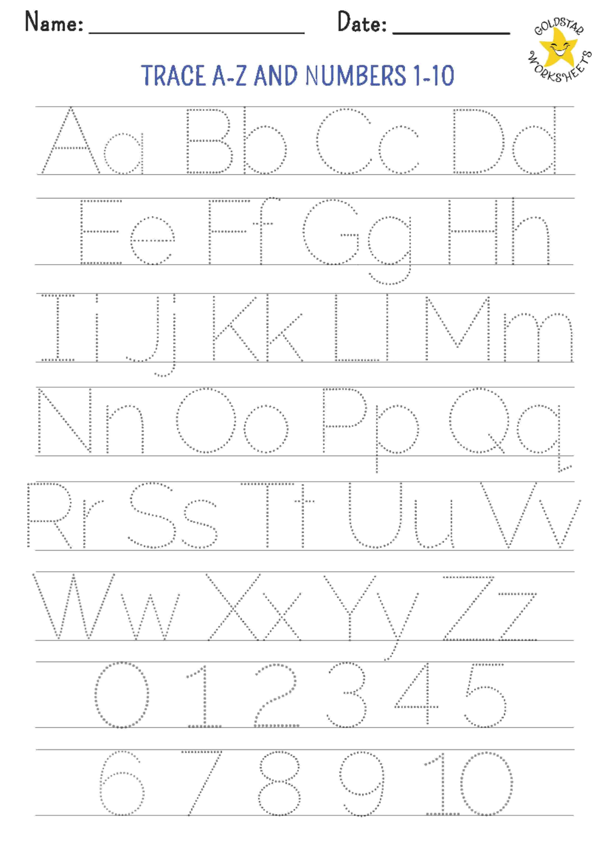 Document 130 - Worksheet - Name: Date: GOLDSTAP TRACE AND NUMBERS ...