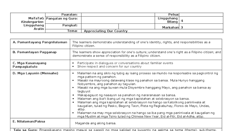 Matatag-Kindergarten-DLL-Q3-Week 4 - MaTaTaG Kindergarten Lingguhang ...
