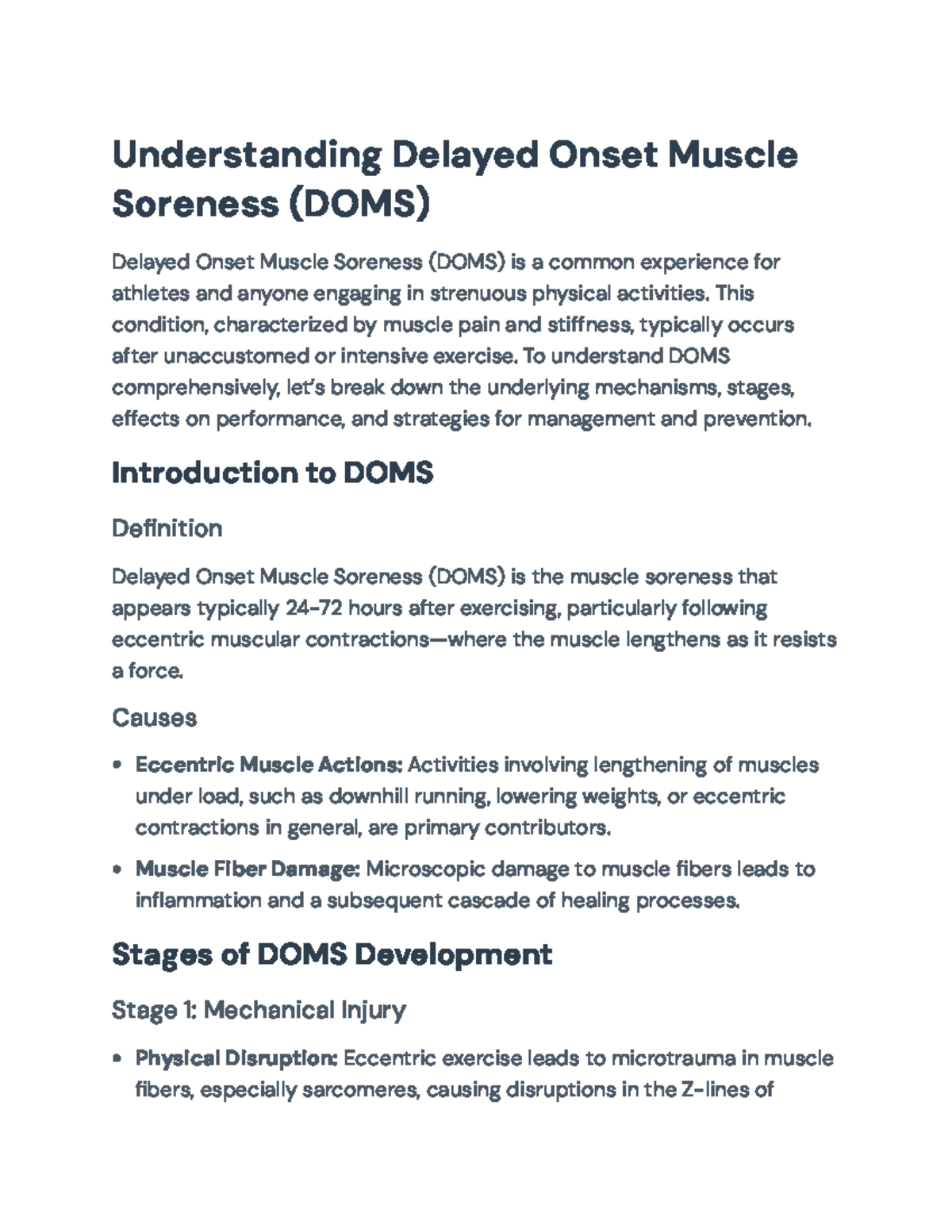 Understanding DOMS: Mechanisms, Effects, and Management Strategies ...