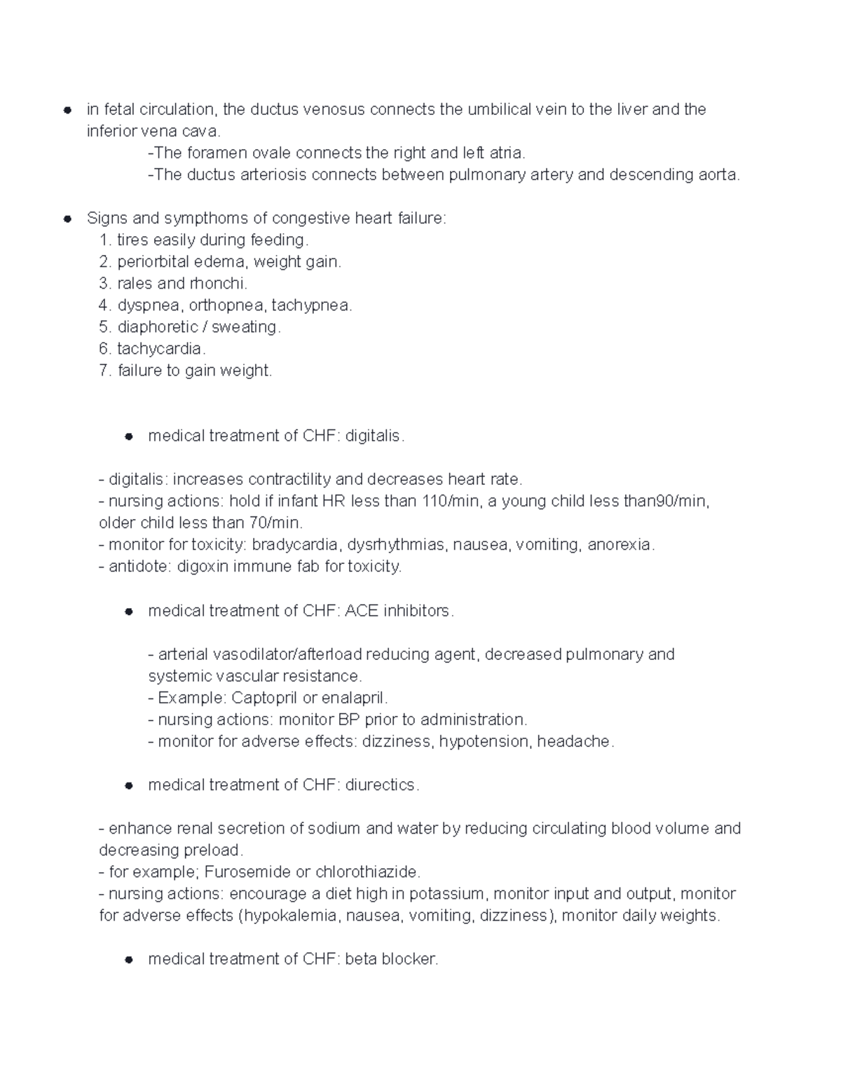 PEDS week 3 - Comprehensive Class Notes on Cardiac Conditions - Studocu