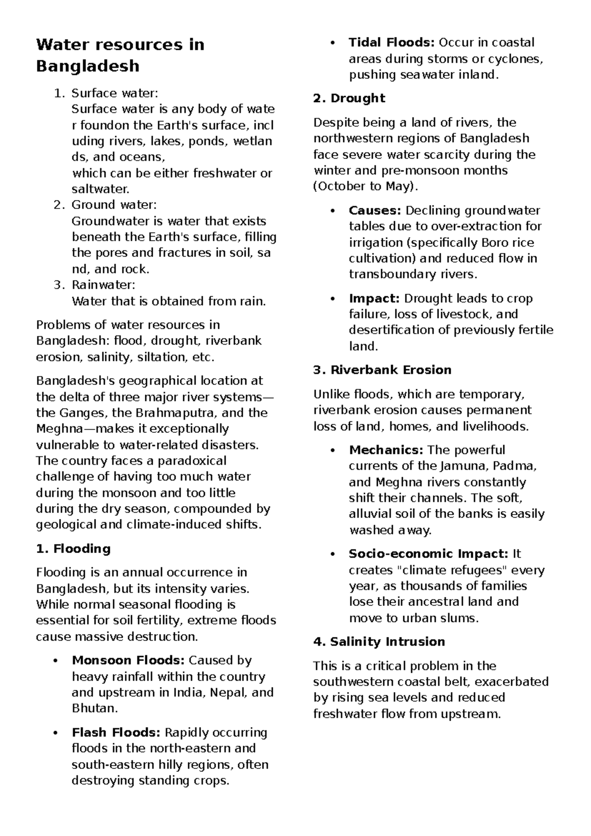 304 T1 - Water Resource Challenges and Management in Bangladesh - Studocu