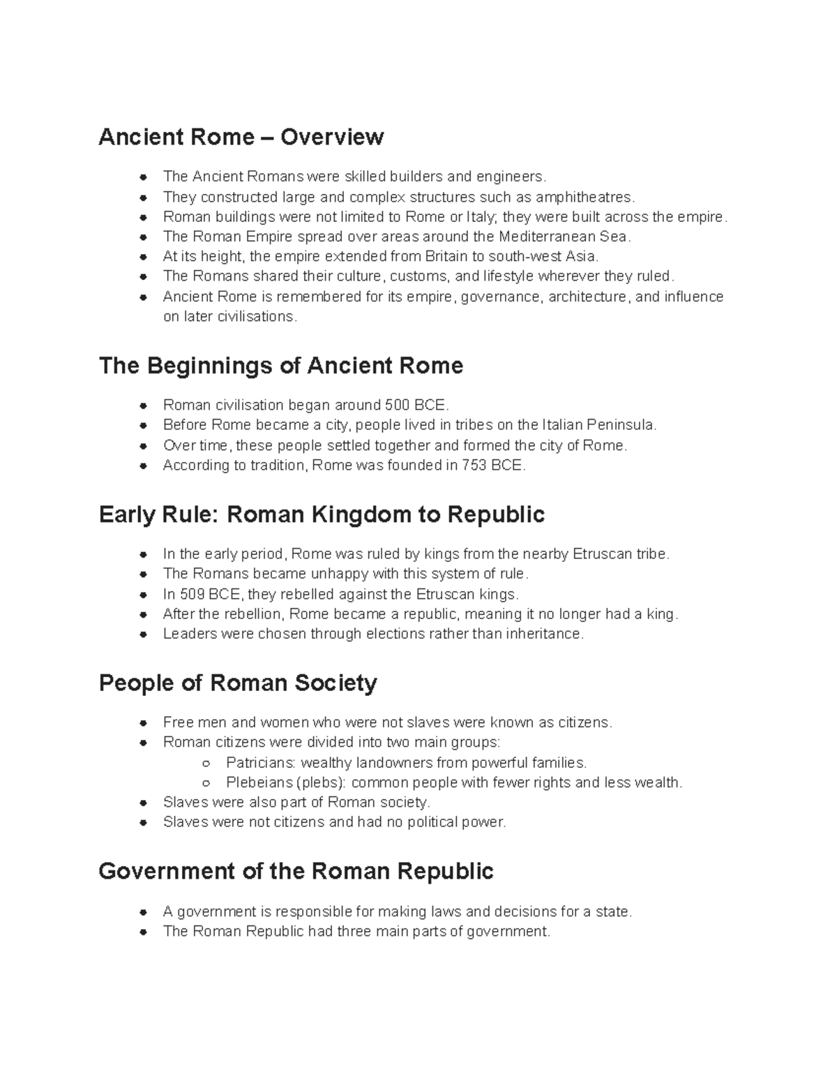 Humanities 4: Overview of Ancient Rome and Its Society - Studocu