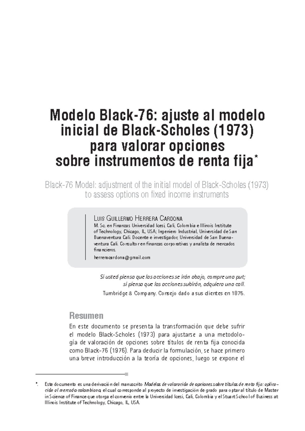 Modelo Black-76 (1976): Ajuste del Black-Scholes (1973) para Opciones ...