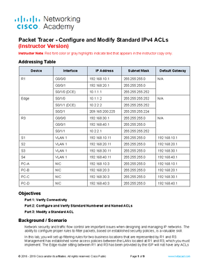 5.4.13 Packet Tracer - Configure Extended IPv4 ACLs - Scenario 2 - ILM - (Instructor Version ...
