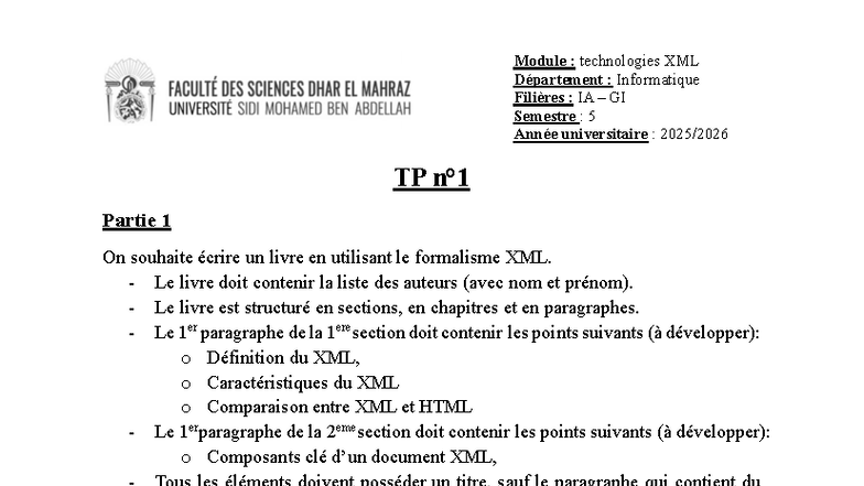 TP1 - Structuration XML et Métadonnées (Semestre 5) - Studocu