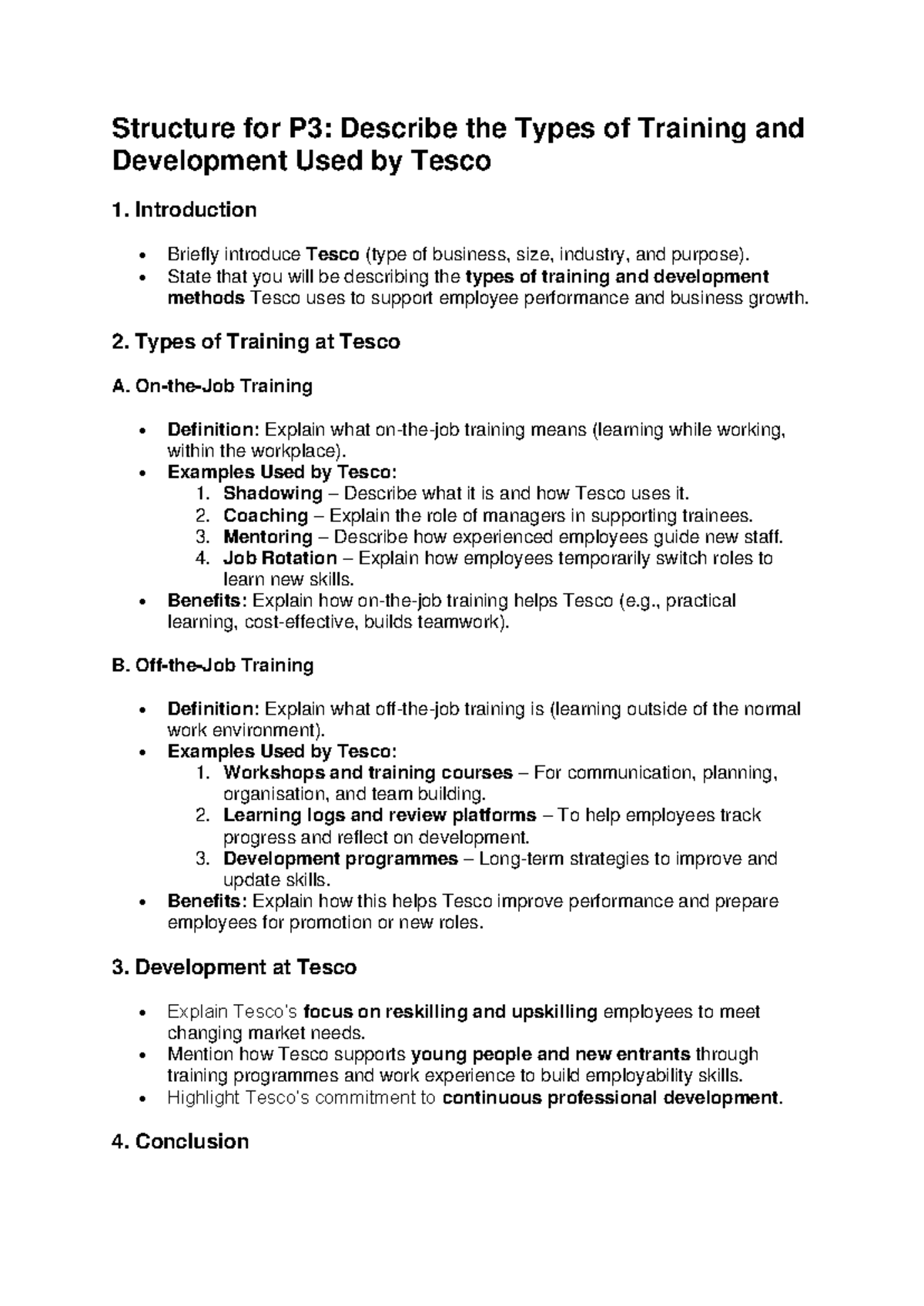 P3 Training & Development Methods at Tesco: A Comprehensive Overview ...