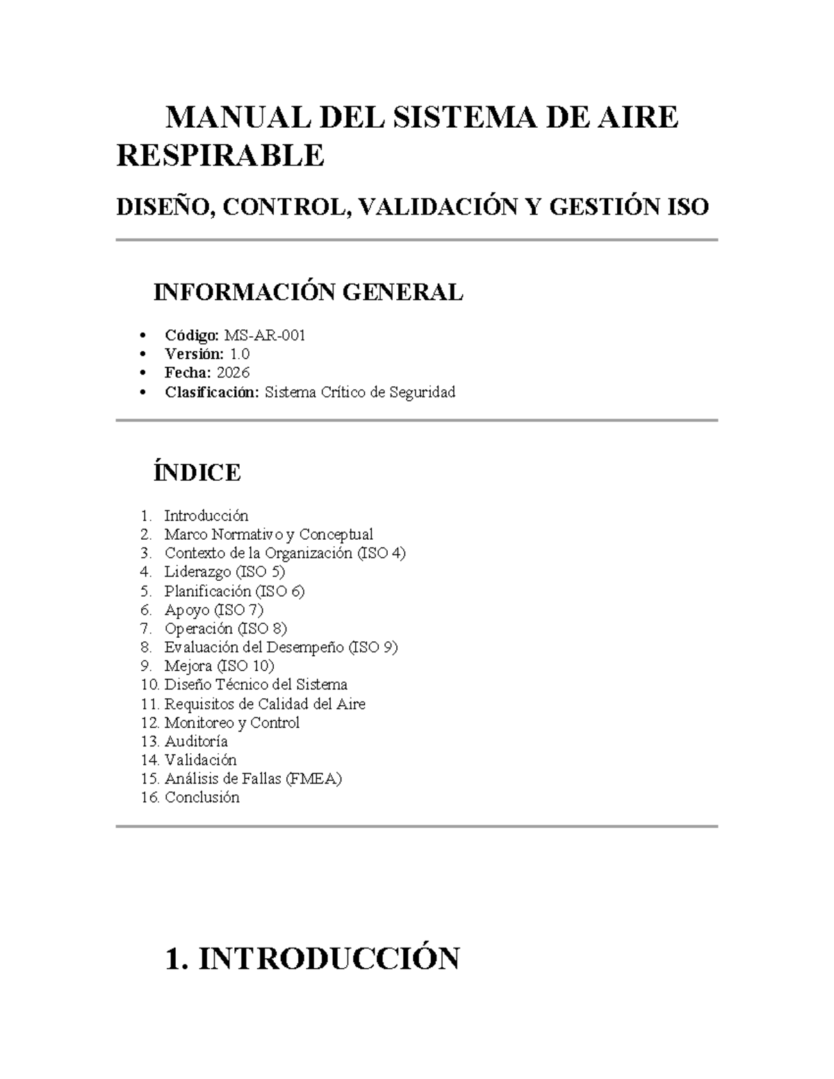 Manual del Sistema de Aire Respirable: Diseño y Gestión ISO 1.0 - Studocu