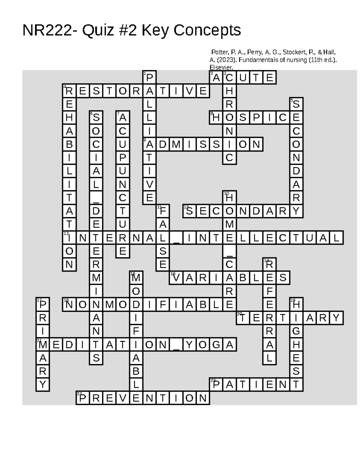 NR222-Quiz-2-Crossword-Puzzle-Answers-Key-Concepts-Guide - Studocu