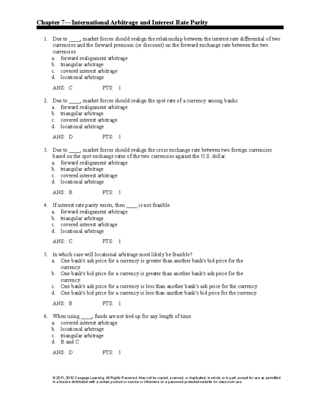 [IFM-MCQ] C7 International Arbitrage & Interest Rate Parity Exam Review ...