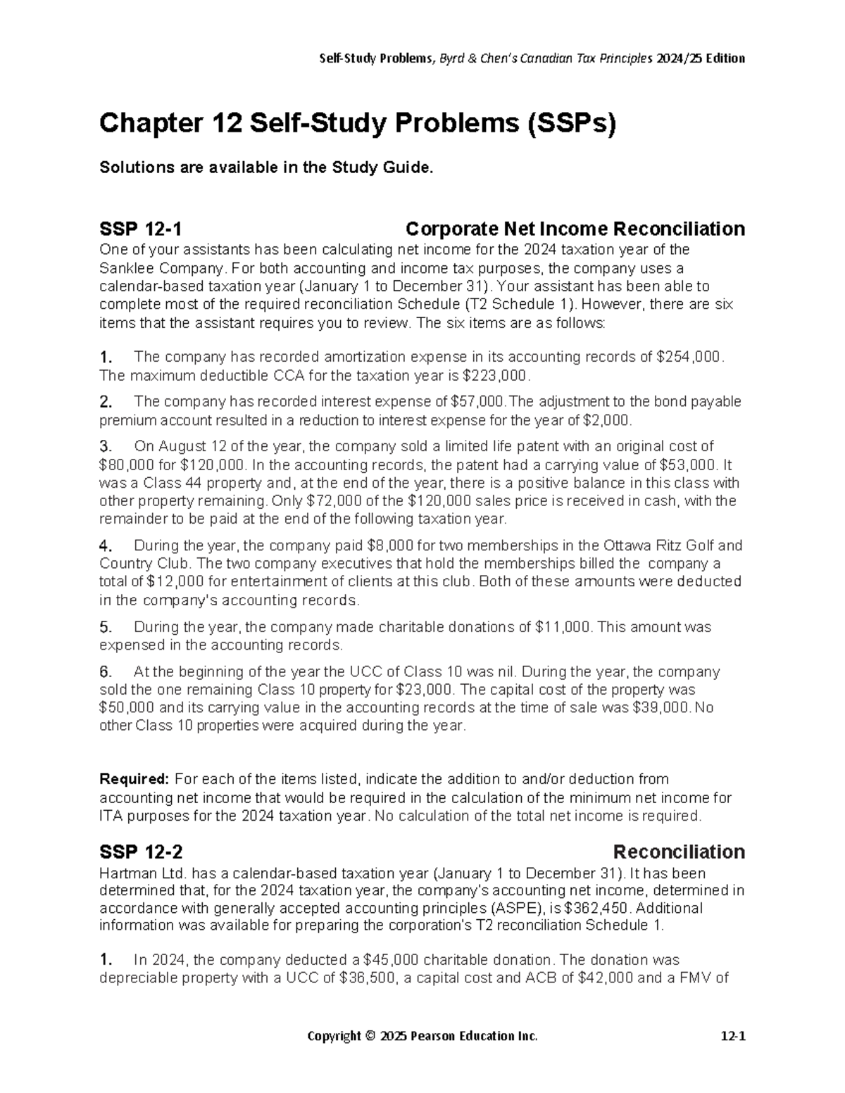 Chapter 12 SSP 2024-25 Final Exam Solutions and Corporate Tax Issues - Studocu