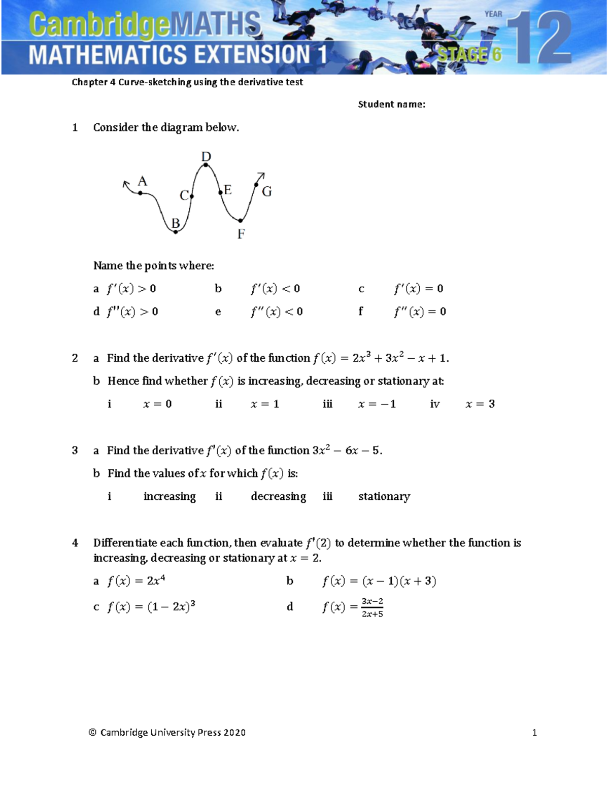 Chapter 4 Derivative Test: Analysis and Applications - Studocu