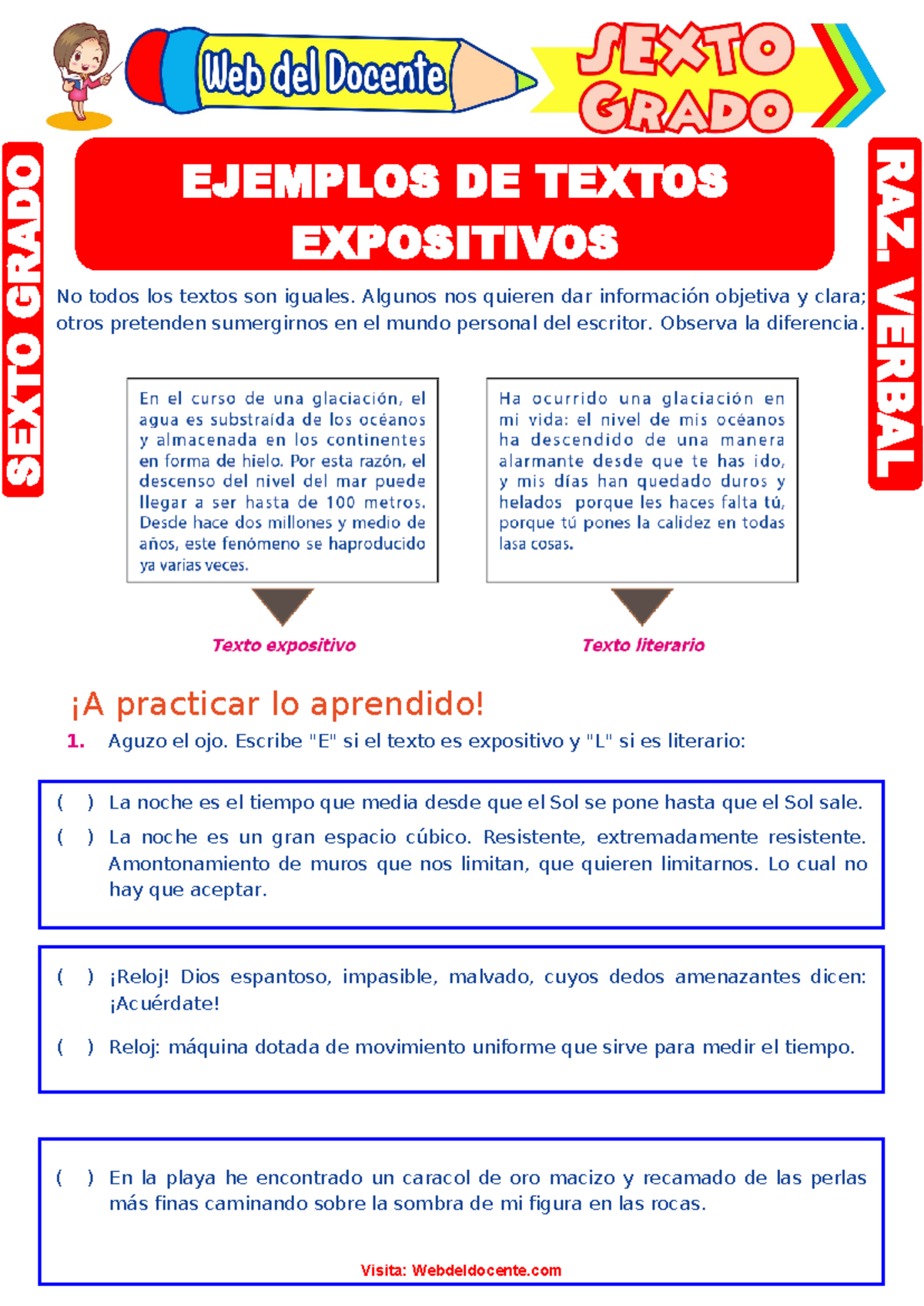 Ejemplos de Textos Expositivos para Sexto Grado de Primaria - Studocu