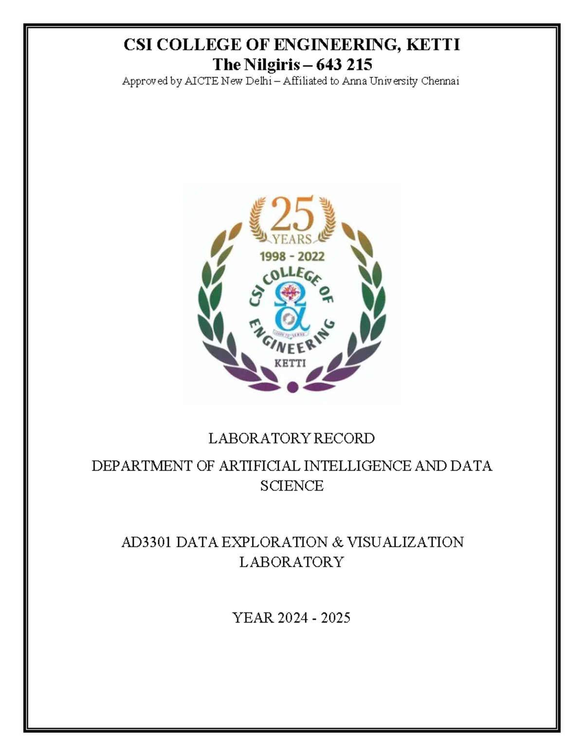 AD 3301 Data Exploration & Visualization Lab Manual - Final Exam - Studocu
