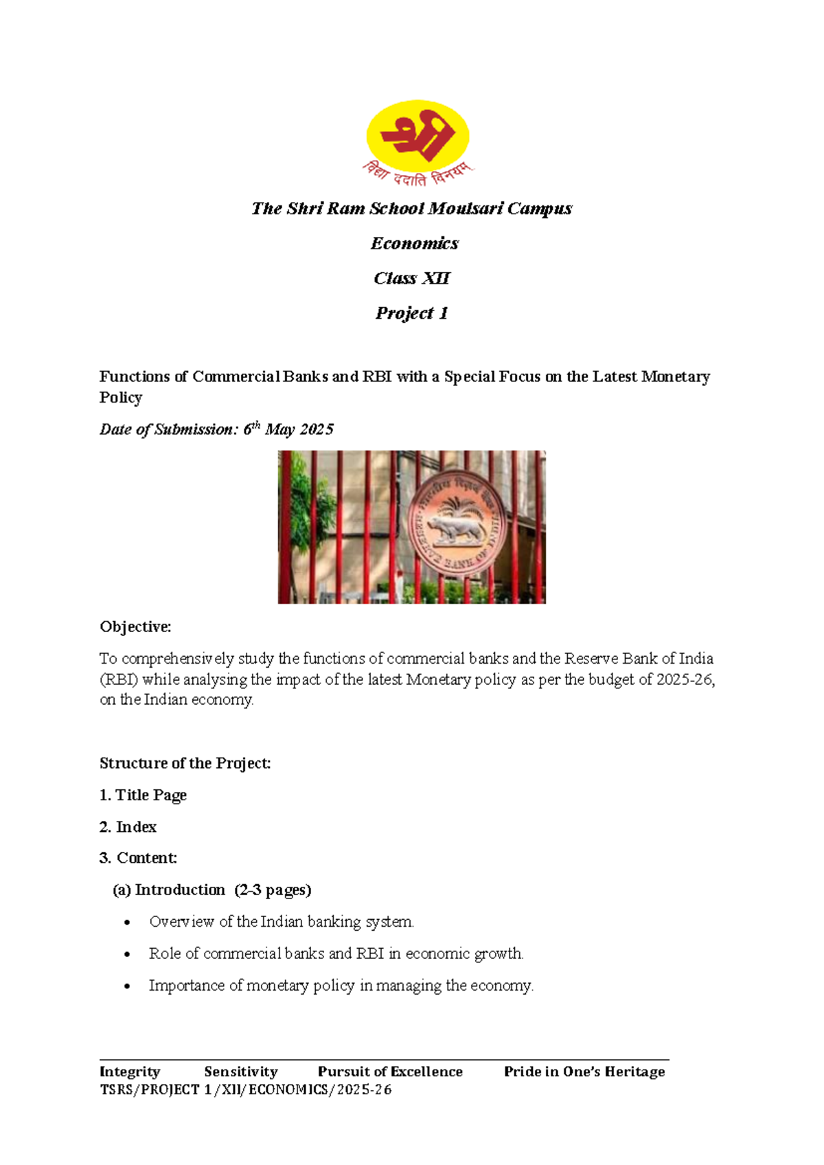 Economics Class XII Project: Functions of Banks & RBI and Monetary ...