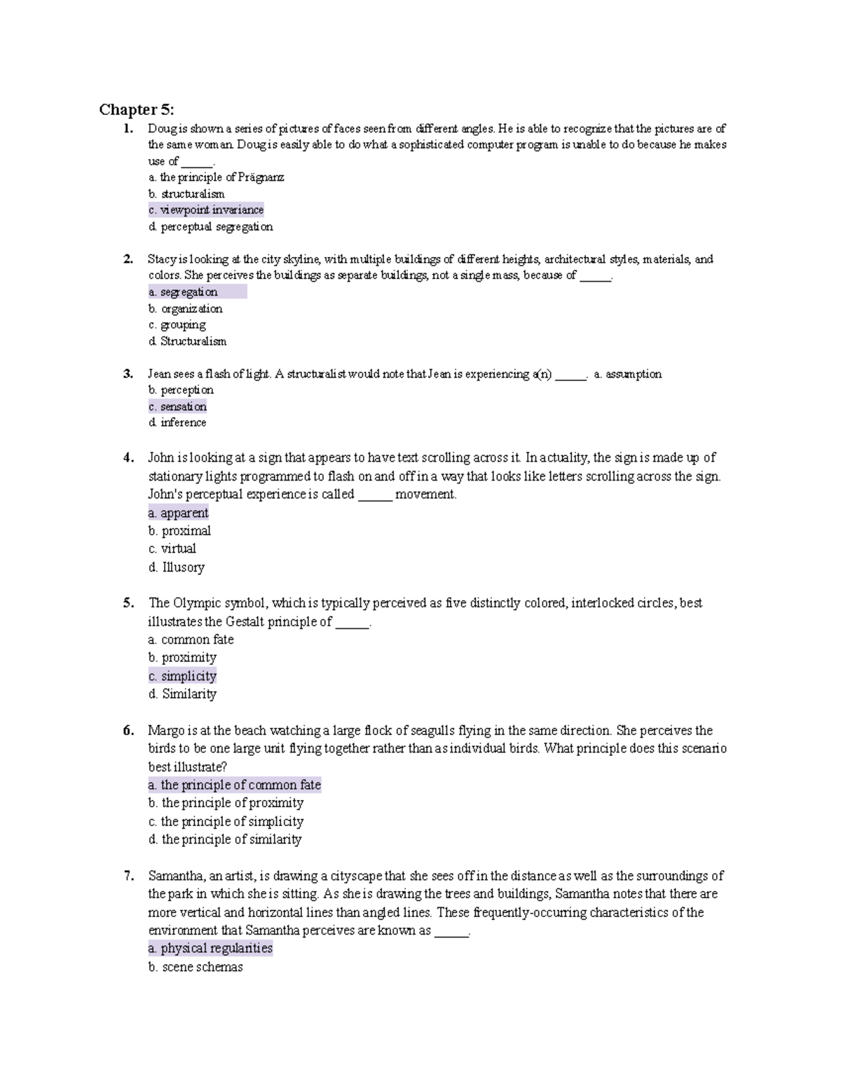 Ps262 midterm 2 practice question - Chapter 5: 1. Doug is shown a ...