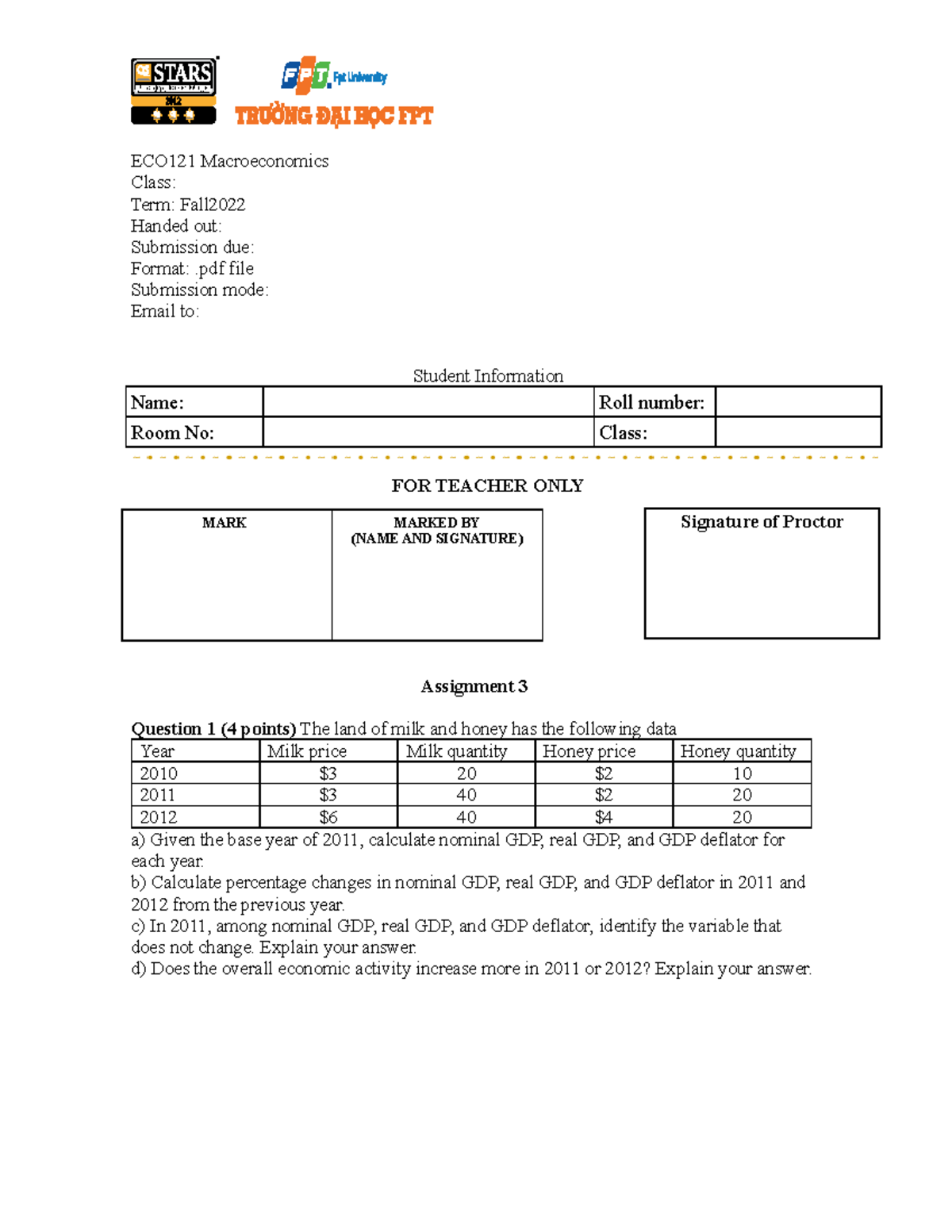 ECO121 Individual Assignment 03 - ECO121 Macroeconomics Class: Term ...