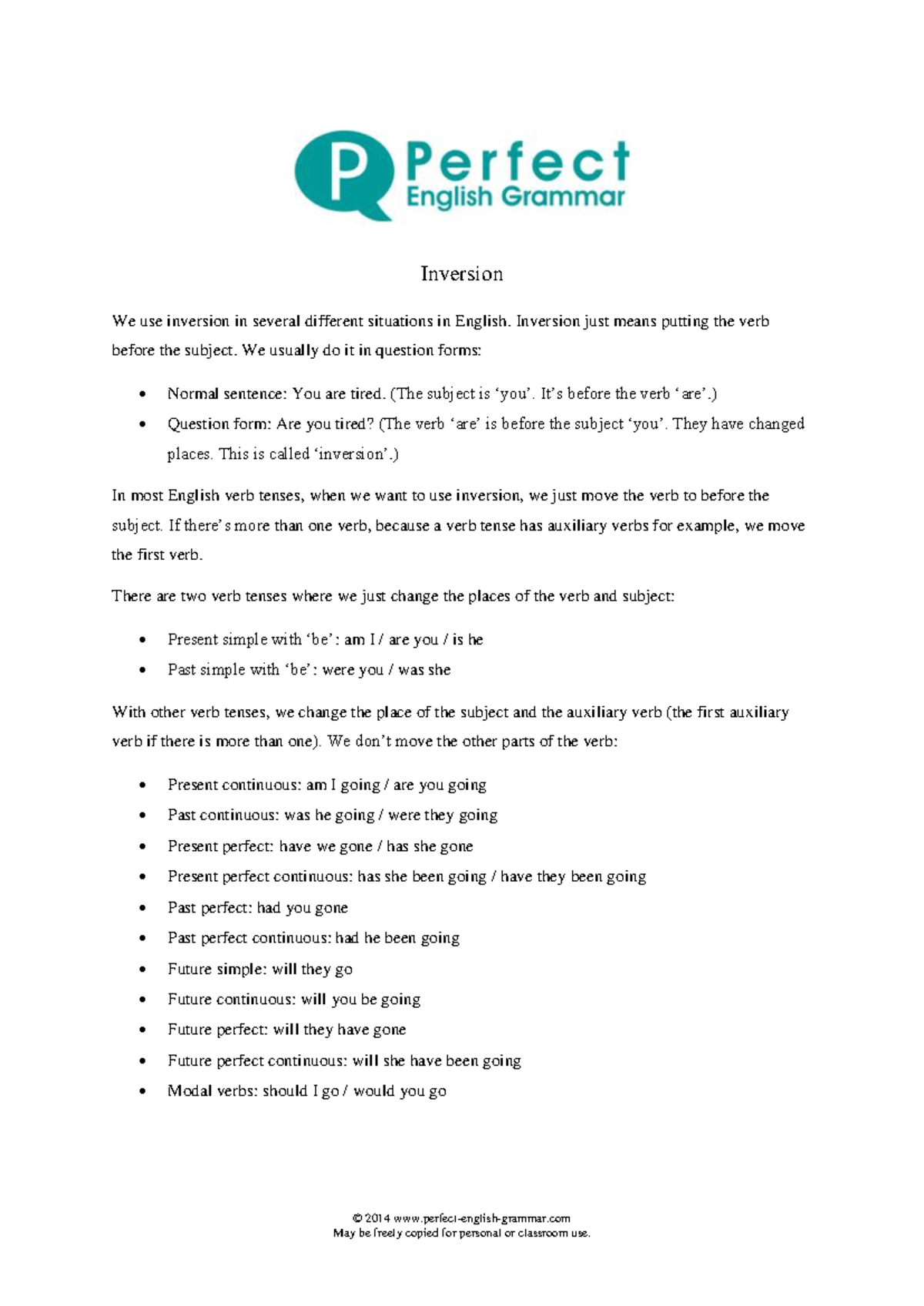 Inversion Grammar Explanation (ENG 101) - Studocu