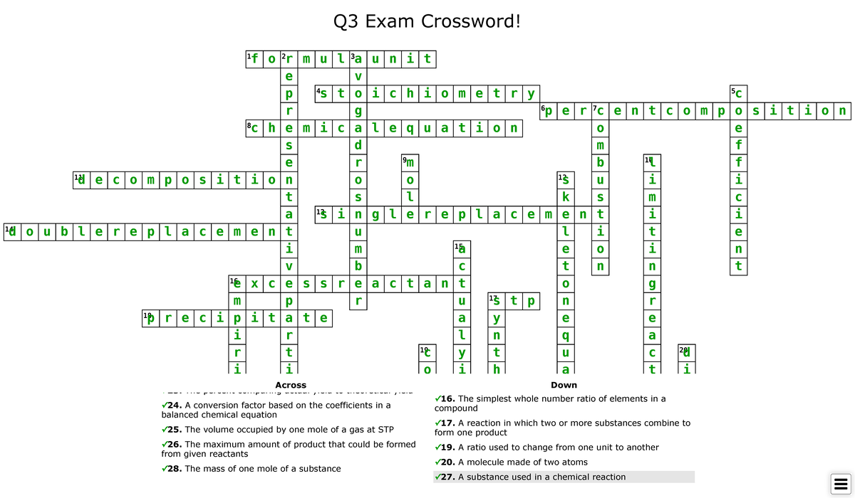 Q3 Exam Crossword Answers and Solutions - Studocu