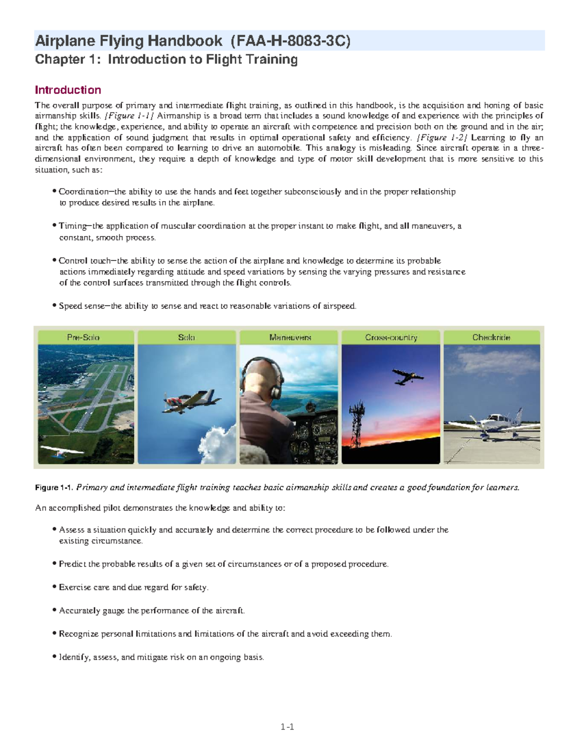 Airplane Flying Handbook (FAA-H-8083-3C) Chapter 1: Flight Training ...